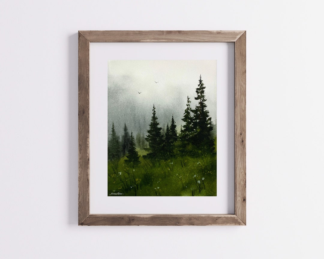 8x10 Original Nature Landscape Painting Misty Trees and - Etsy