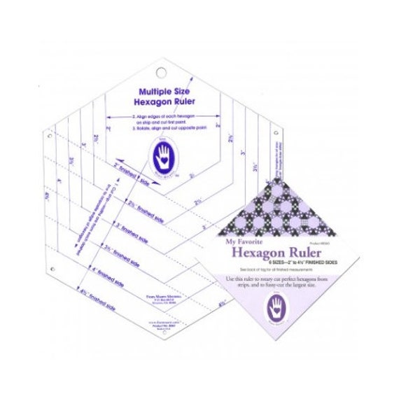 Dyeing & Batik Hexagon Template Ruler 6 sizes, 2 to 4 12 finished sizes ...