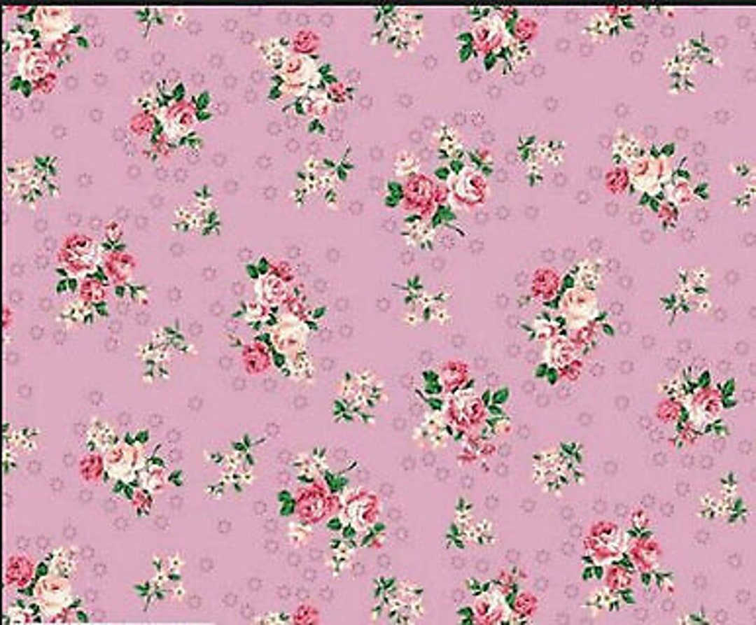 Gigi Roses Floral Vintage Small Roses Pink by Stof Fabrics Sold by the ...