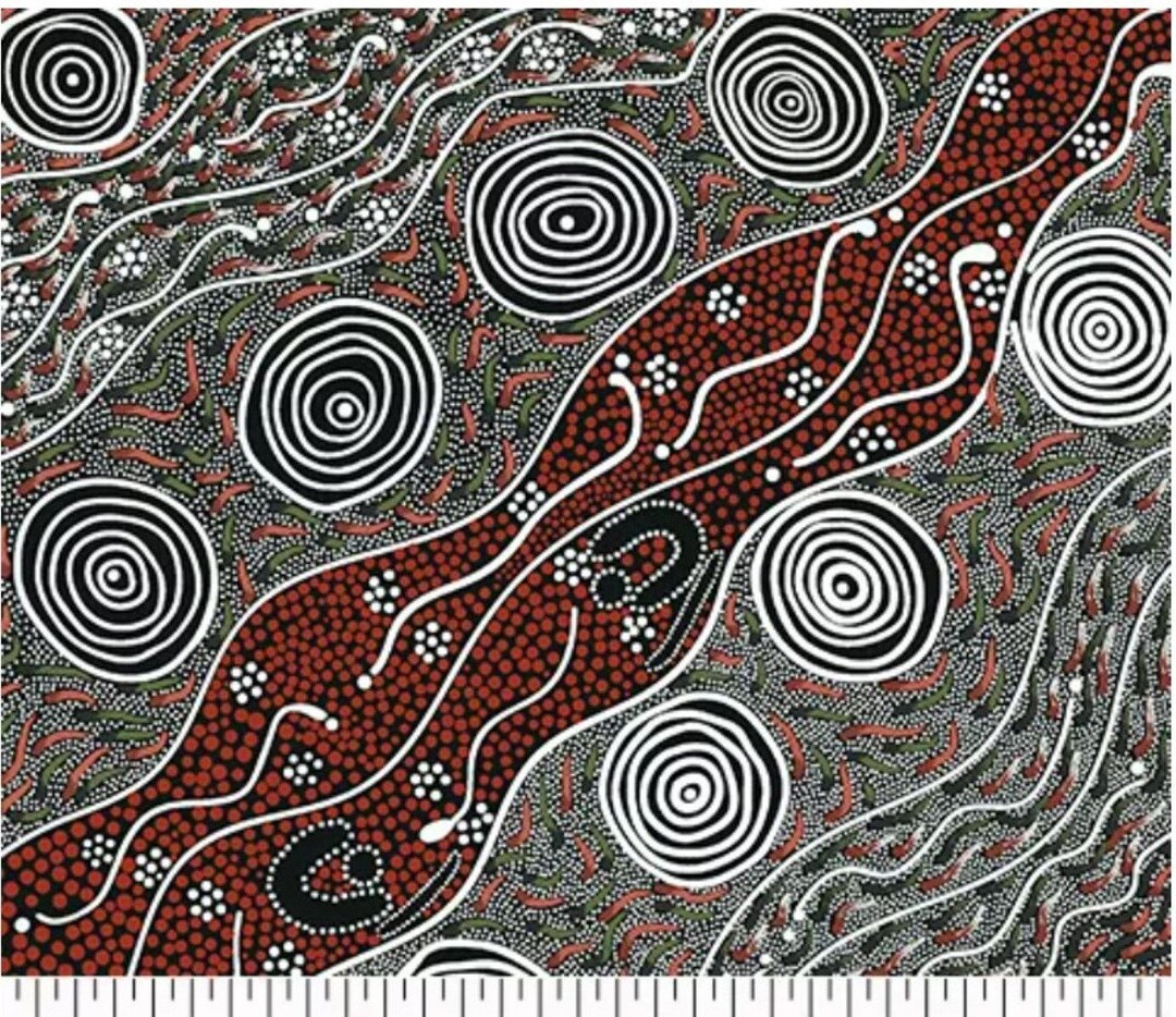 Bush Camp Red Australian Aboriginal MS Textiles Cotton by the Yard - Etsy