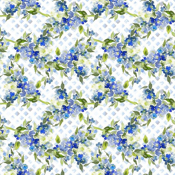 Blue Lattice Fabric - Etsy