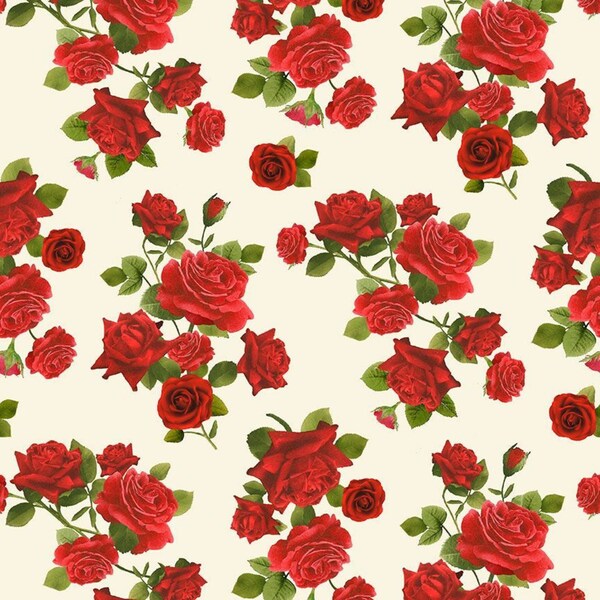 Red Rose Fabric - Etsy