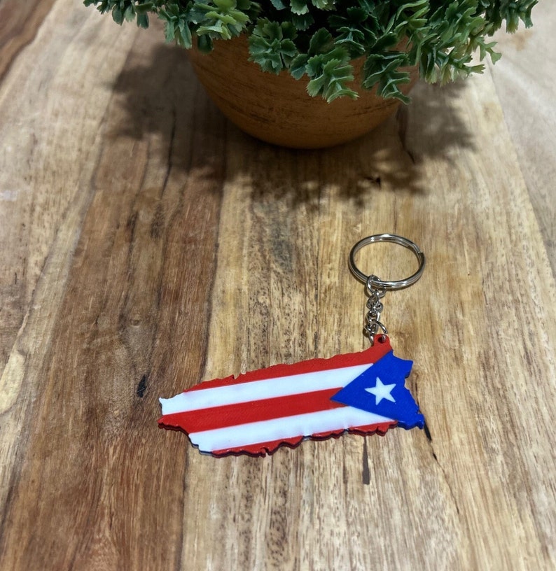 3D Printed Puerto Rico Flag Keychain | Island Souvenir - Etsy