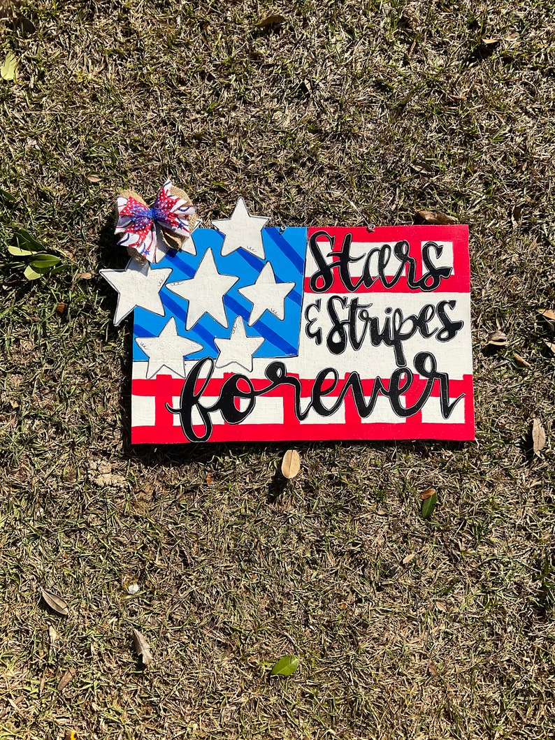 American Flag Door Hanger, Fourth of July Door Hanger, Memorial Day ...