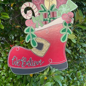 Santa Boot Door Hanger, Santa Door Hanger, Santa Wreath, Christmas ...