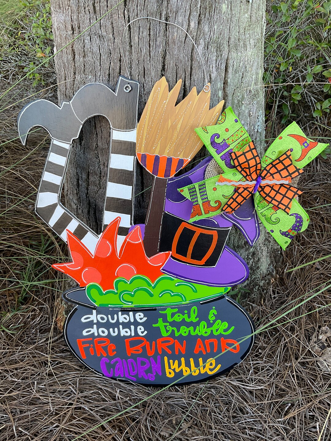 Witch Cauldron-halloween Door Hanger,wood Door Hanger,double Double ...
