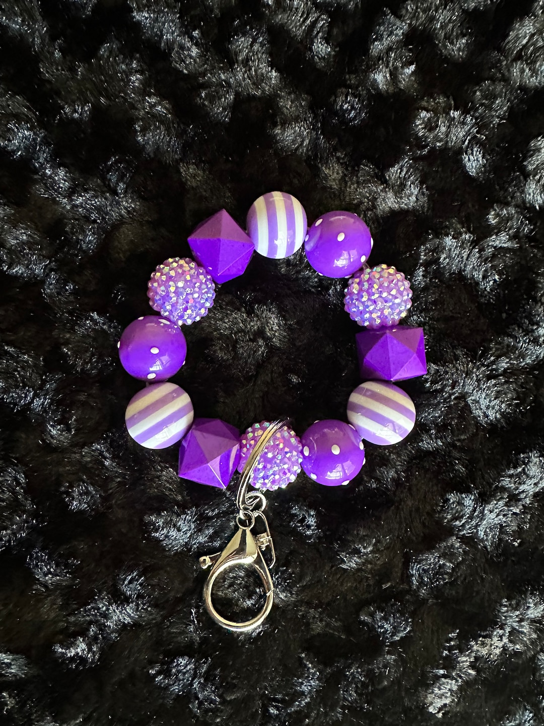 Bubblegum Bead Wristlet, Bubblegum Bead Keychain, Purple Keychain - Etsy