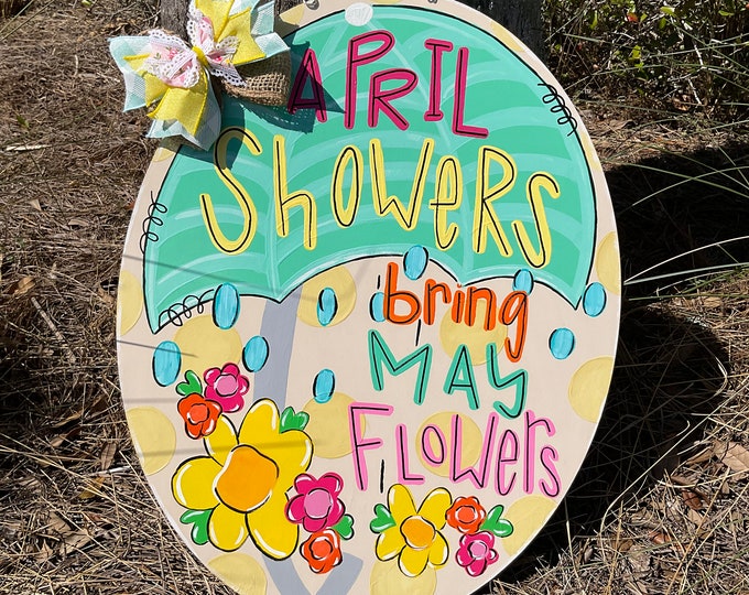 Duck With Umbrella Decor, Rainy Day Decor, Spring Door Hanger Front ...