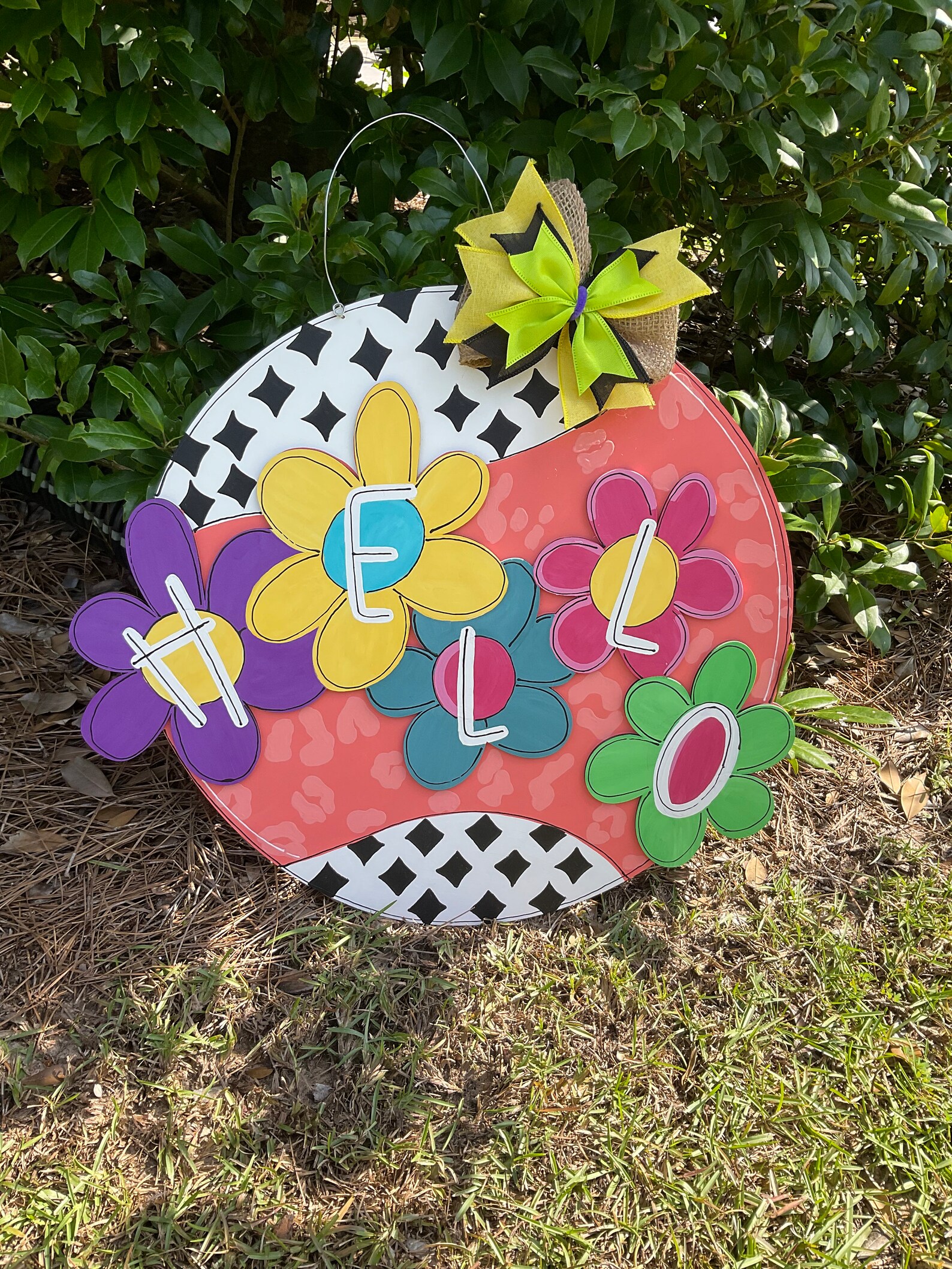 Hello Door Hanger, Welcome Door Hanger, Floral Door Hanger, Welcome ...