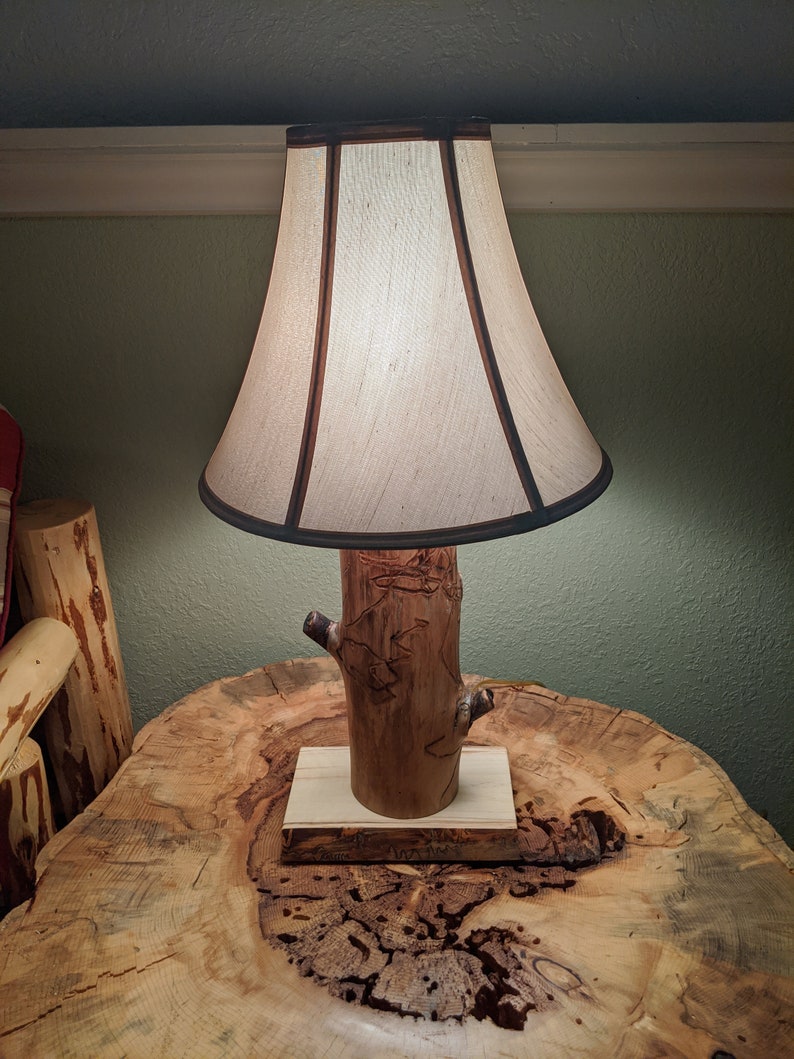 Rustic Log Table Lamp - Etsy