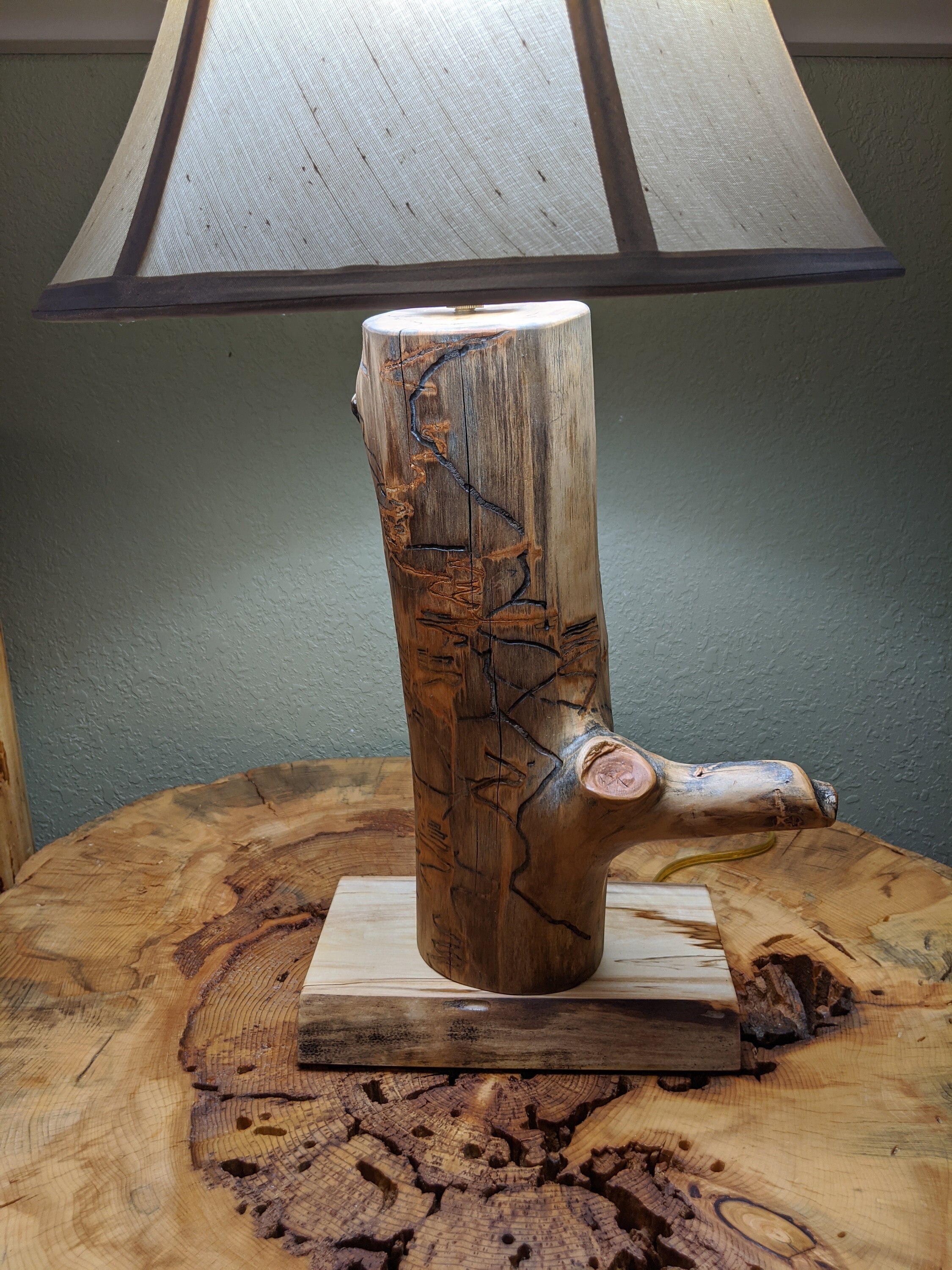 Rustic Log Table Lamp - Etsy