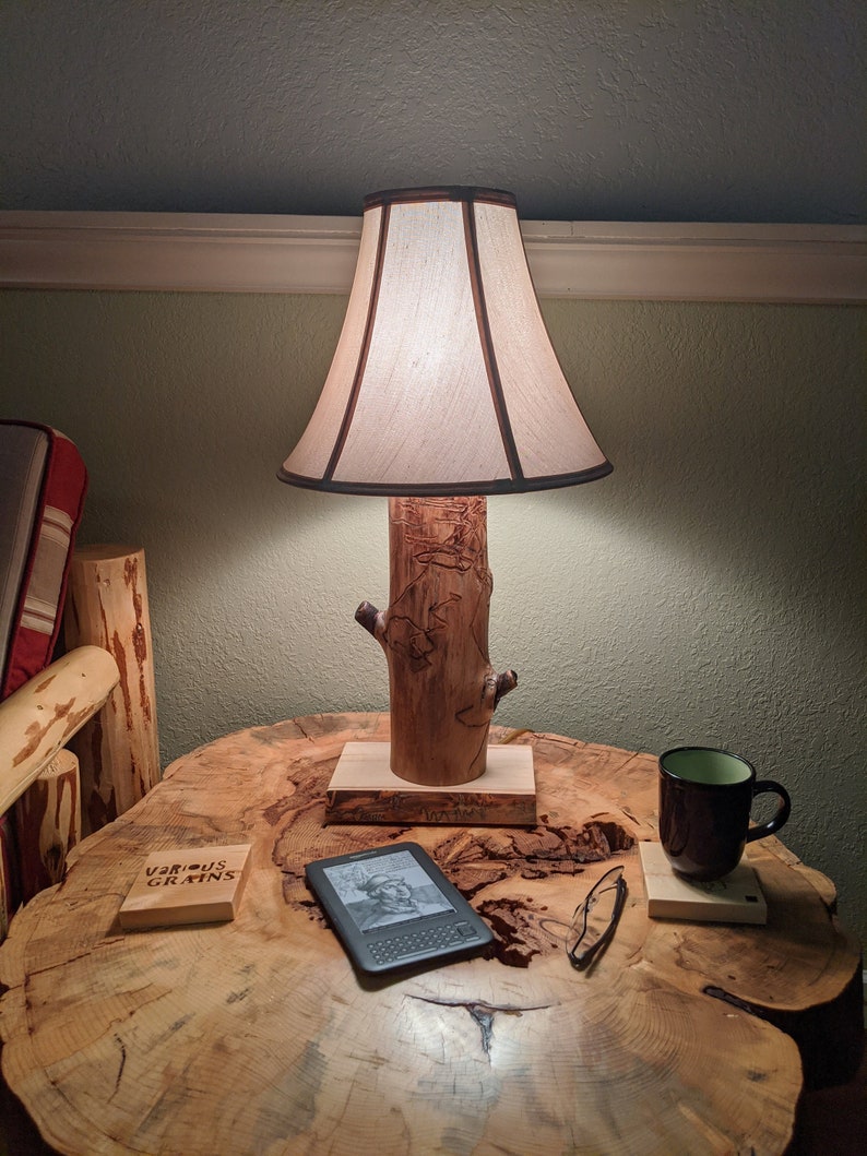 Rustic Log Table Lamp - Etsy
