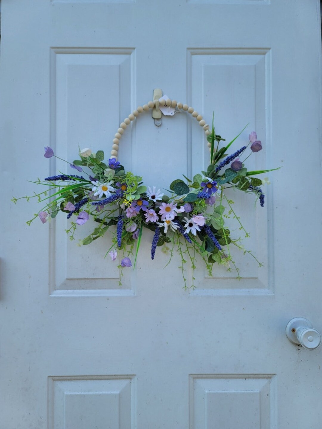 Flower Door Hanger With Wood Beads, Wild Flower Door Decorations ...
