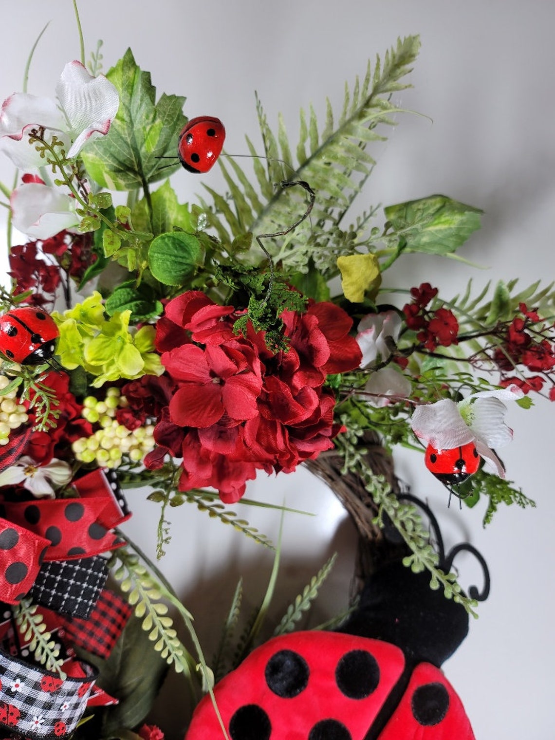 Lady Bug Welcome Wreath Summer Home Décor Lady Bug Door - Etsy