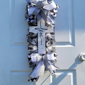 Religious Cross Wreath ~ Swag That Reads Love, Front Door Wreath, Cross ...