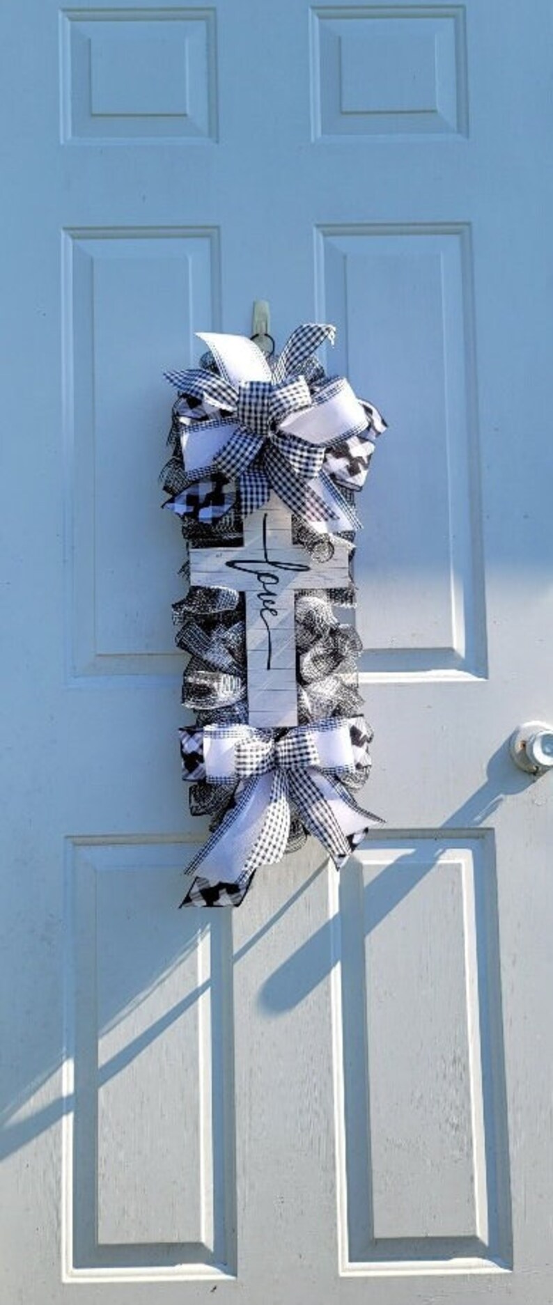 Religious Cross Wreath ~ Swag That Reads Love, Front Door Wreath, Cross ...