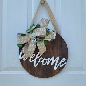 Welcome Sign for Your Front Door, Neutral Colored Wood Welcome Sign for ...
