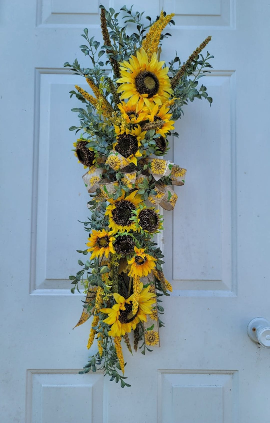Sunflower Swag for Your Front Door, Fall Sunflower Wreath, Fall Time ...