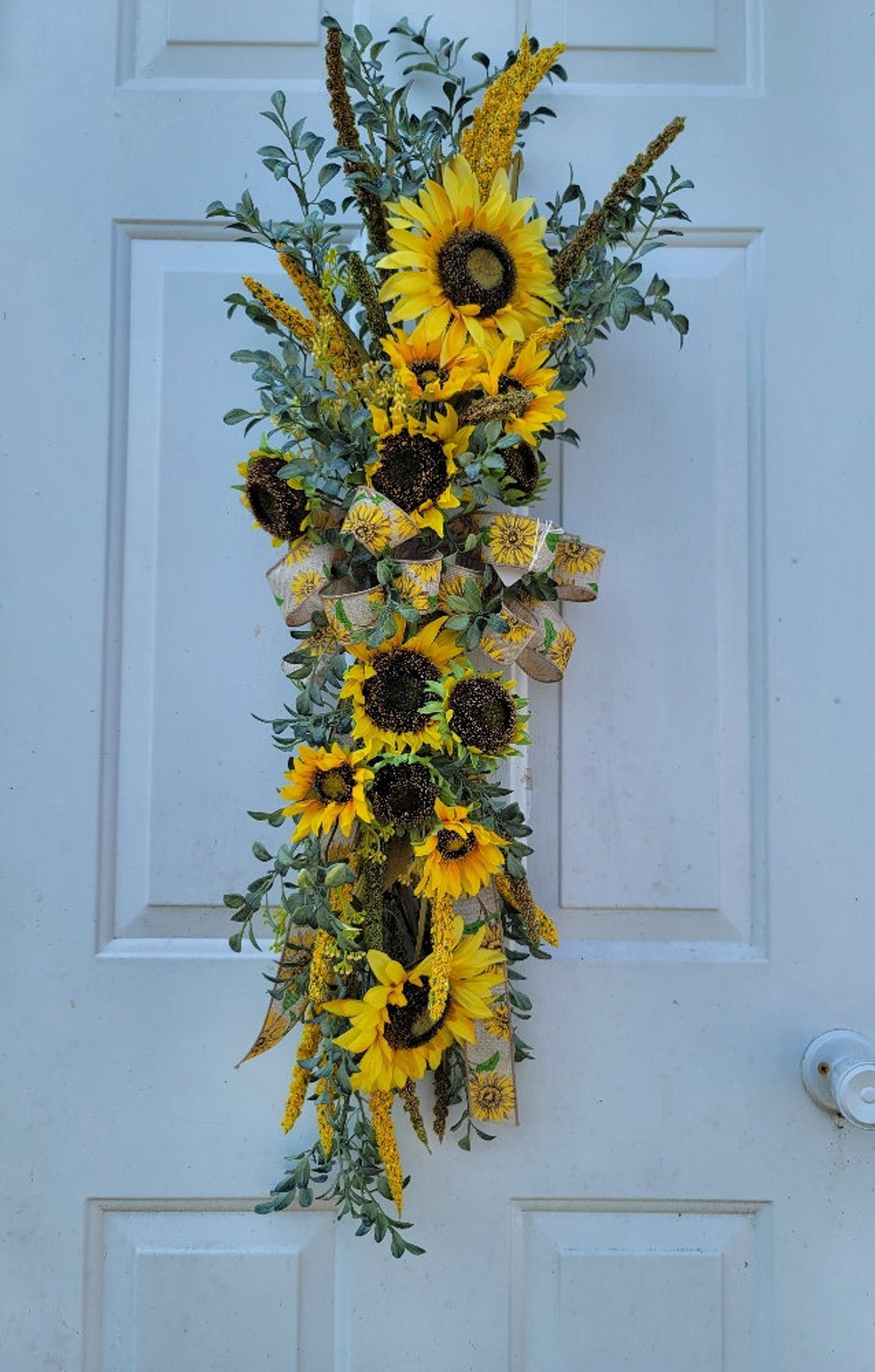 Sunflower Swag for Your Front Door, Fall Sunflower Wreath, Fall Time ...