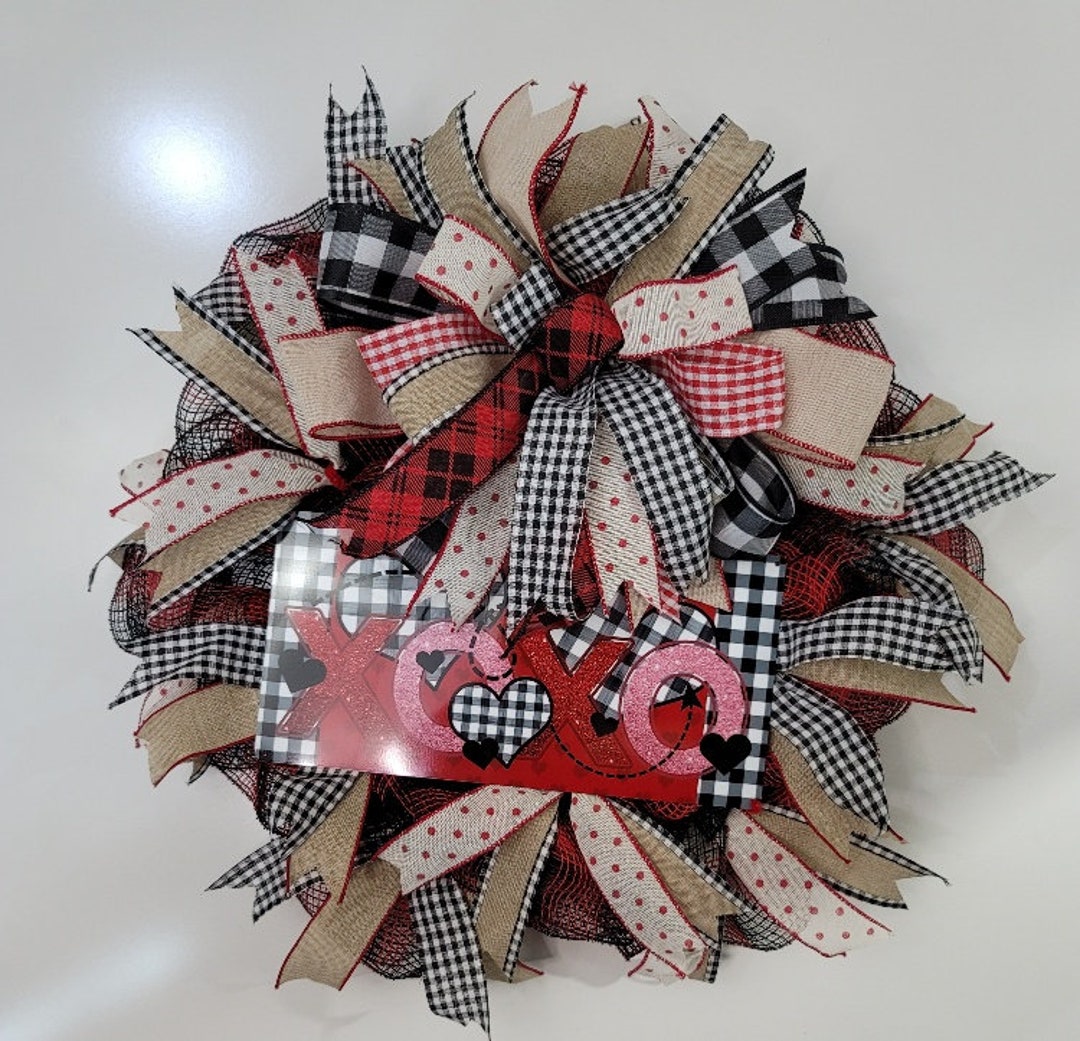 Valentines Day Wreath, Pancake Style Door Hanger, Home Décor, Wall ...