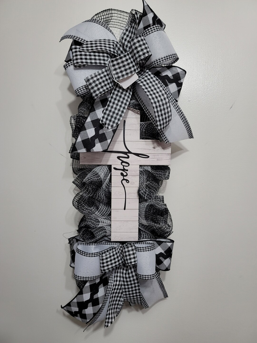 Religious Cross Swag, Black and White Swag That Reads HOPE, Religious ...