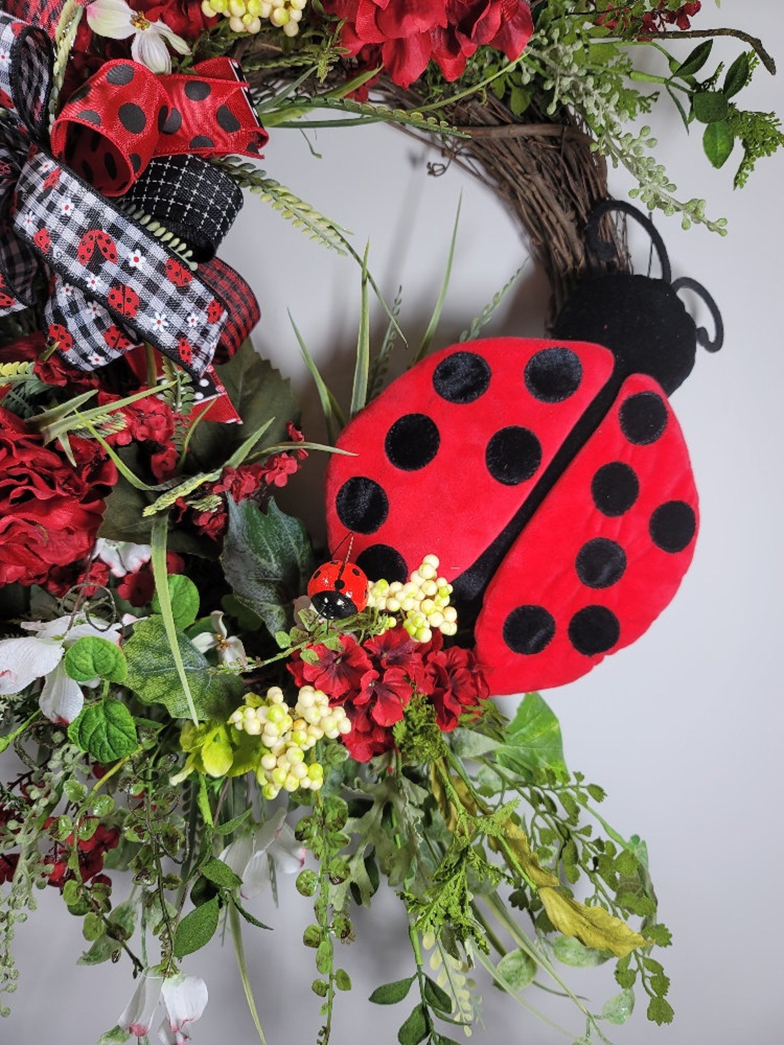 Lady Bug Welcome Wreath Summer Home Décor Lady Bug Door - Etsy