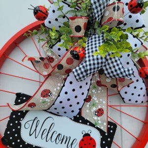 Lady Bug Welcome Door Hanger, Red Wheel Ladybug Door Hanger, Ladybug ...