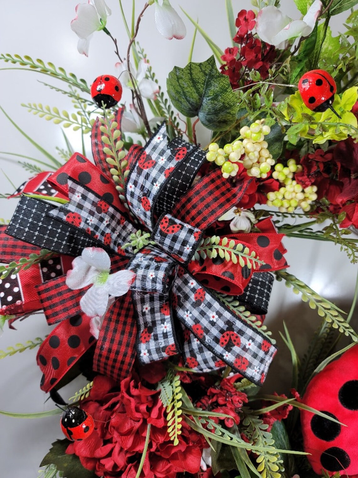 Lady Bug Welcome Wreath Summer Home Décor Lady Bug Door - Etsy