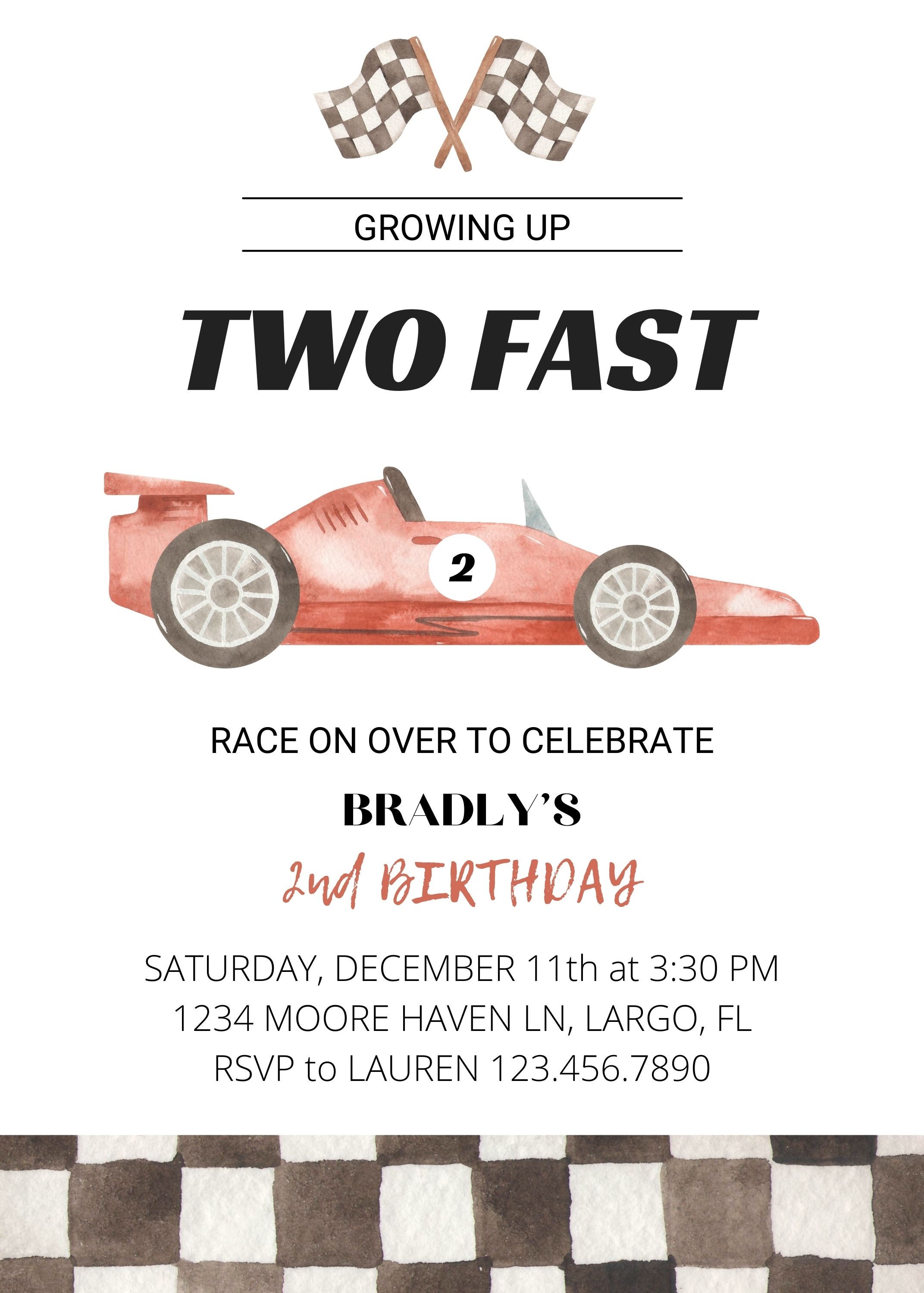 Two Fast Birthday Invitation, Two Fast Birthday Invite Template - Etsy