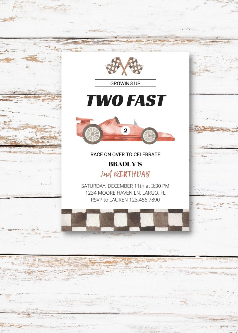 Two Fast Birthday Invitation, Two Fast Birthday Invite Template - Etsy