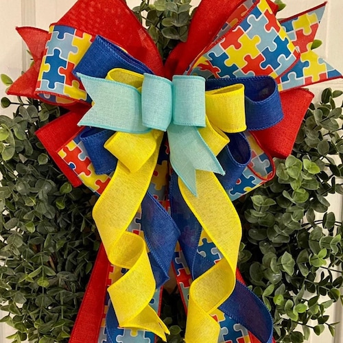 Autism Awareness Bow Autism Awareness Month Door Hanger - Etsy
