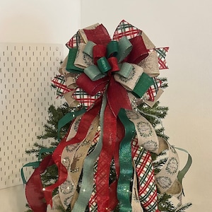 Merry Christmas Tree Topper, Christmas Topper, Red & Green Tree Topper ...