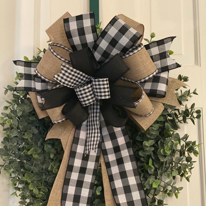 Black and White Plaid Bows - Etsy