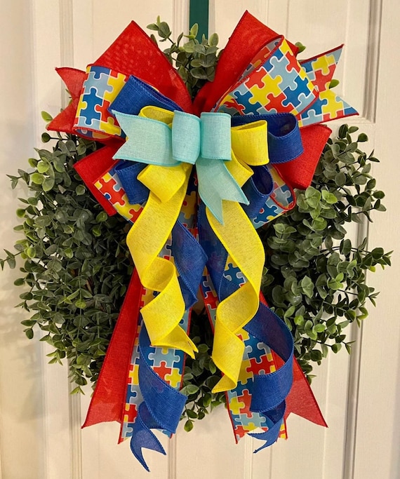 Autism Awareness Bow Autism Awareness Month Door Hanger - Etsy