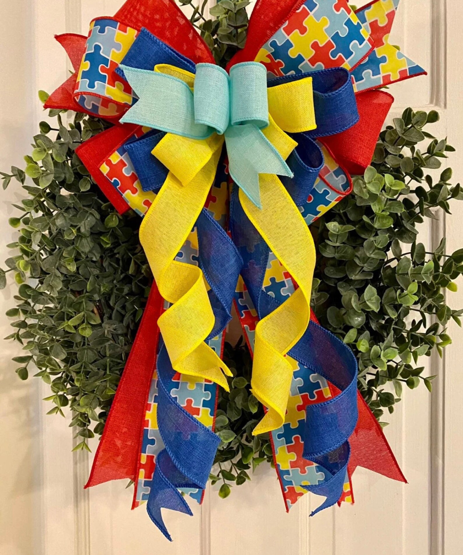Autism Awareness Bow Autism Awareness Month Door Hanger - Etsy