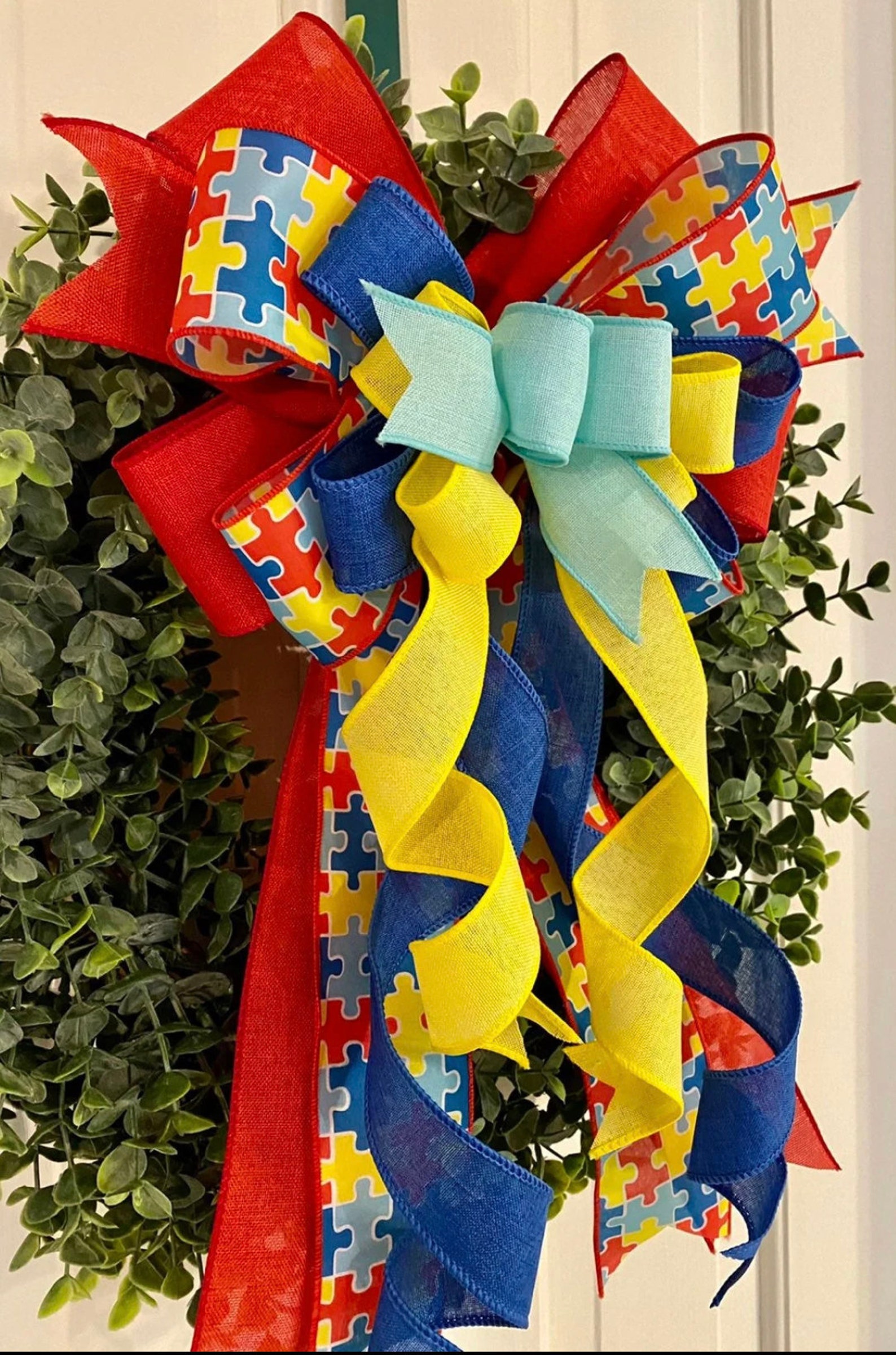 Autism Awareness Bow Autism Awareness Month Door Hanger - Etsy