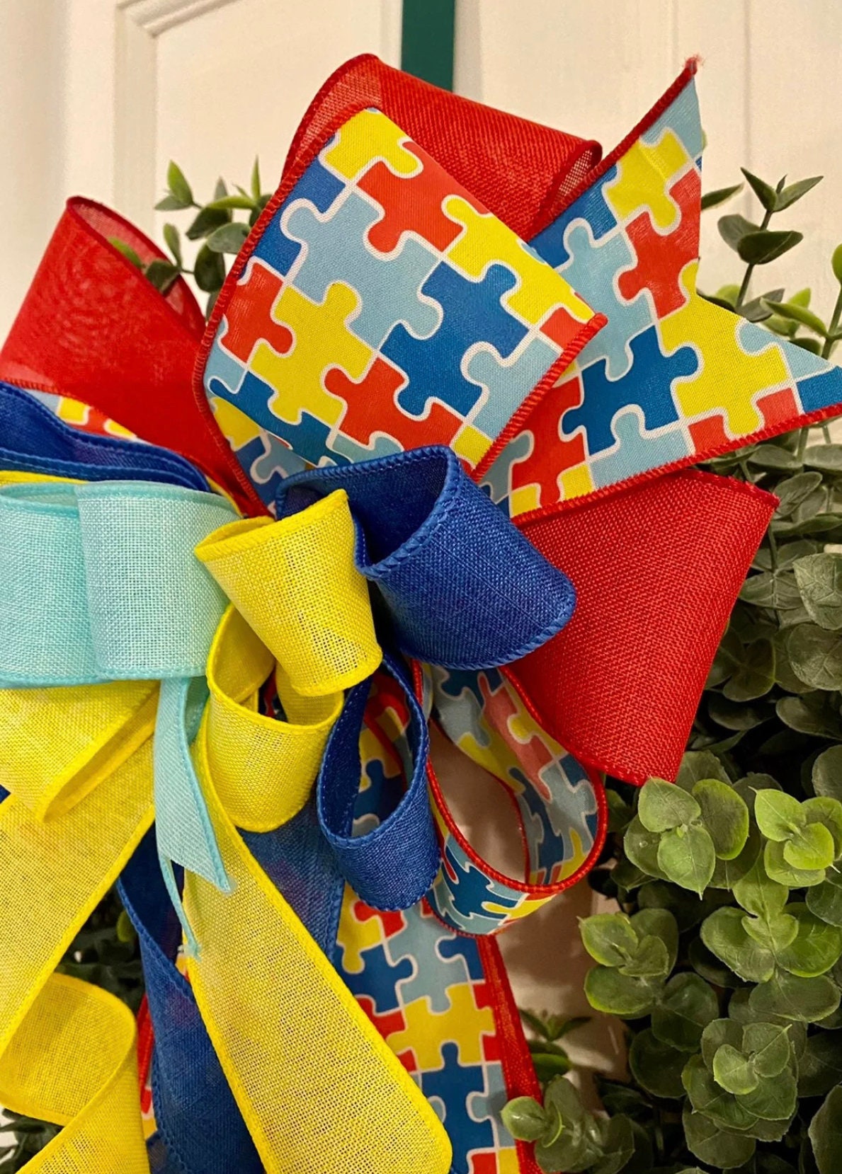 Autism Awareness Bow Autism Awareness Month Door Hanger - Etsy