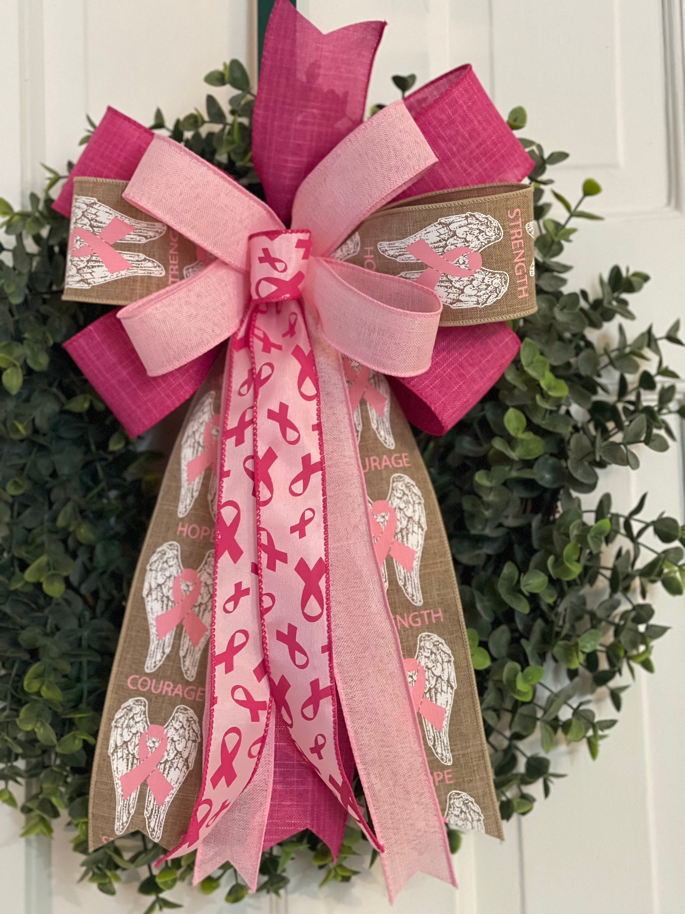 Breast Cancer Bow Awareness Bow Pink Bow Breast Cancer - Etsy