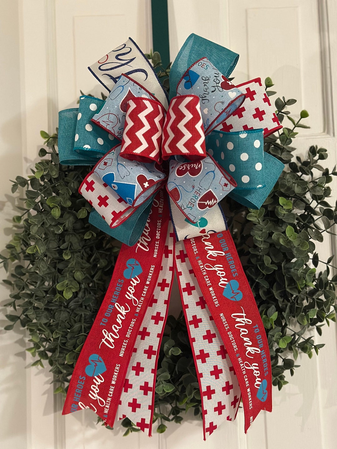 Health Care Workers Bow, Thank You Bow, Doctors & Nurse Bow, Wreath Bow ...