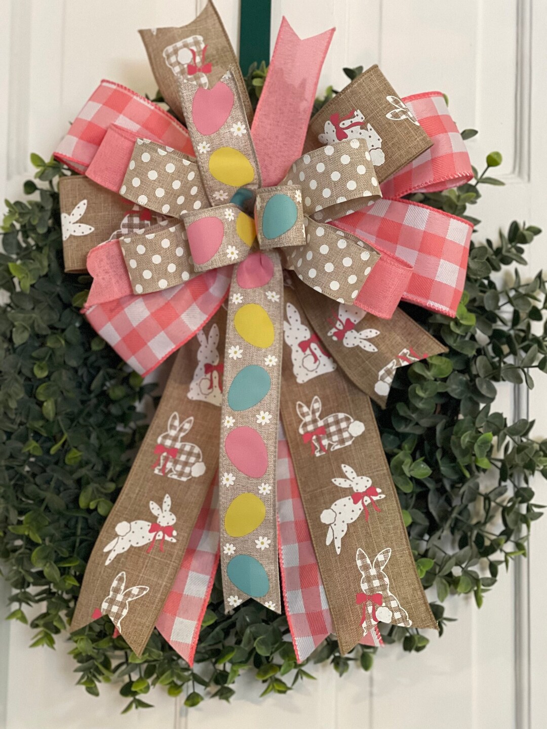 Easter Eggs Bow, Easter Bow, Happy Easter Bow, Bunnies & Eggs Bow ...