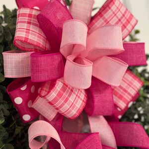 Pink Bow, Spring Bow, Plaid Bow, Summer Bow, Mailbox Bow, Fuchsia ...
