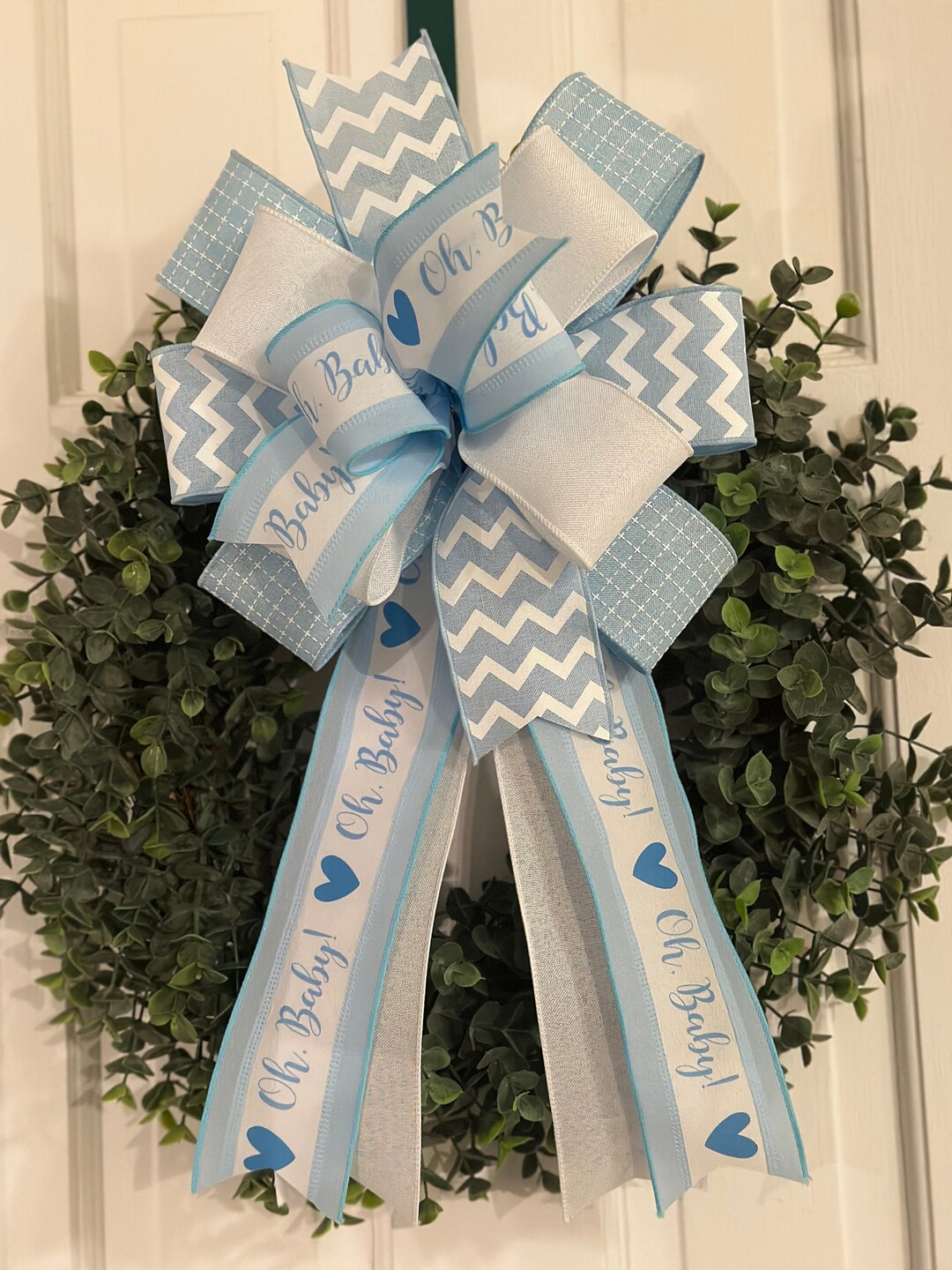 Its A Boy Bow, Baby Shower Bow, Welcome Baby Bow, Oh Baby Bow, Wreath ...