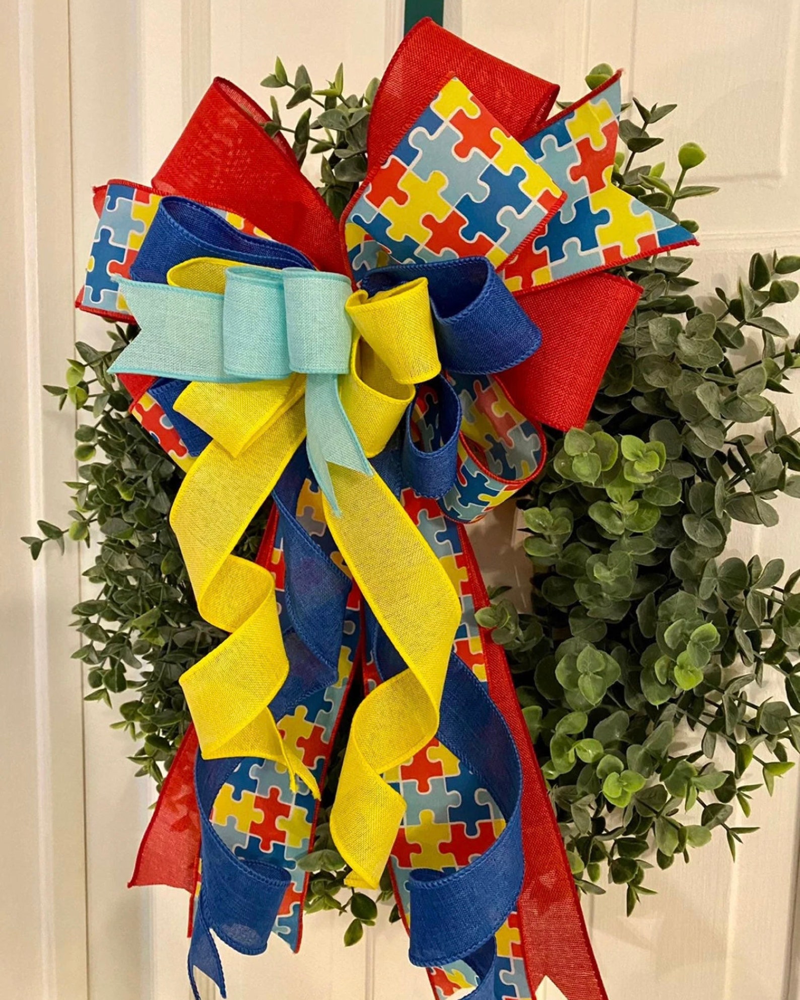 Autism Awareness Bow Autism Awareness Month Door Hanger - Etsy