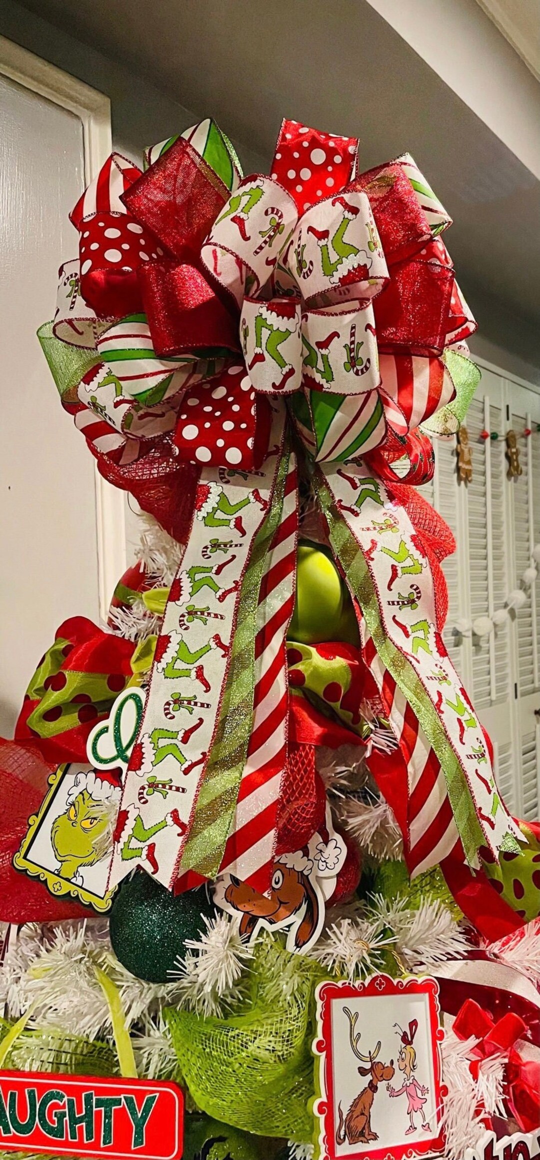 green-monster-legs-bow-merry-christmas-bow-christmas-bow-etsy