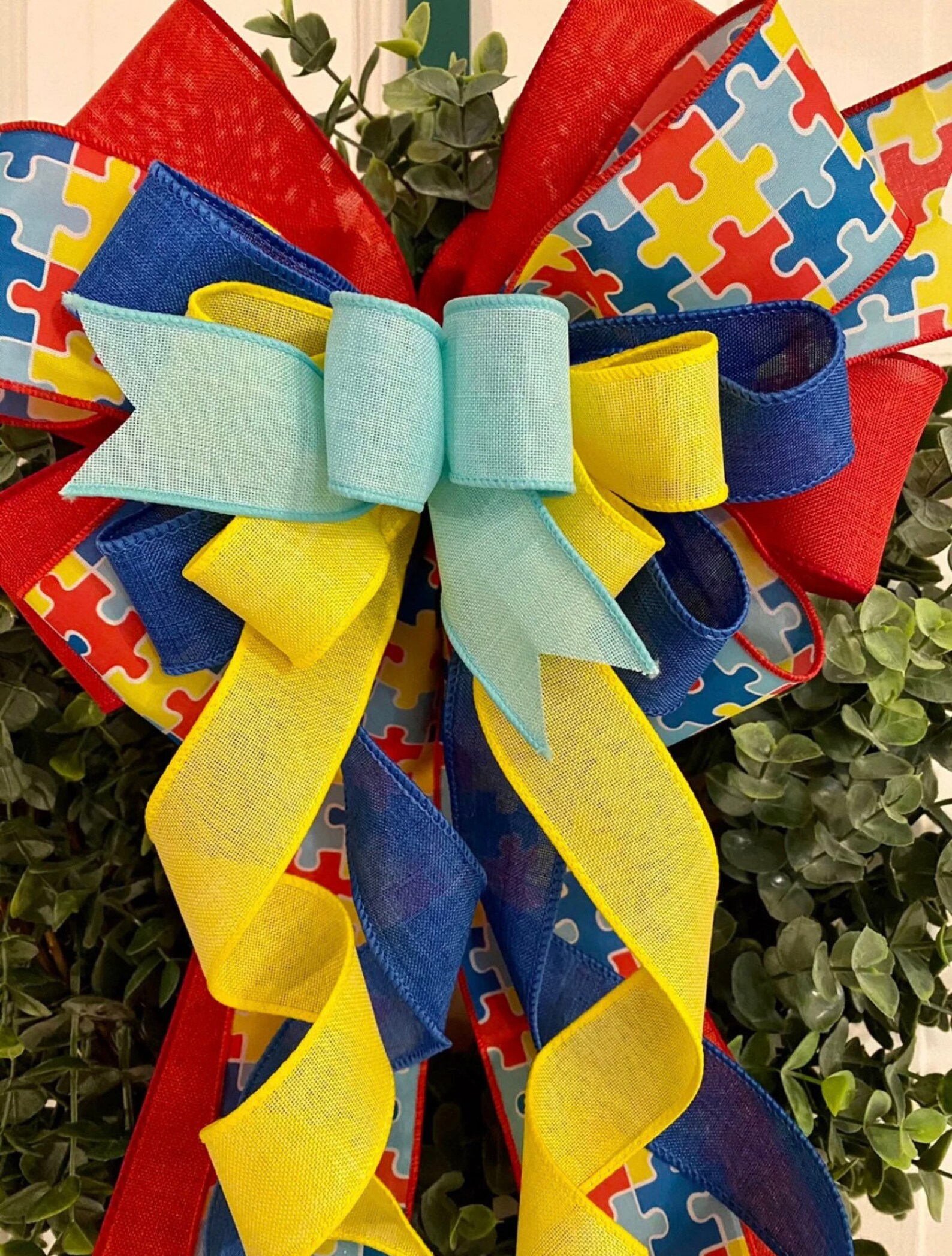 Autism Awareness Bow Autism Awareness Month Door Hanger - Etsy