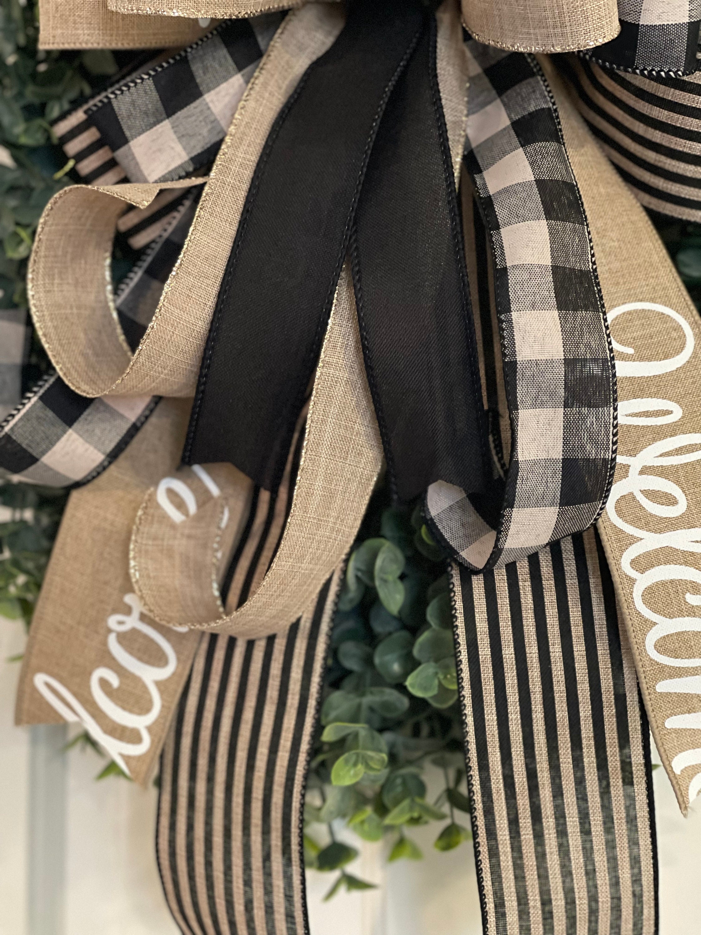 Beige/black Farmhouse Style Bow Welcome Bow Farmhouse Style | Etsy