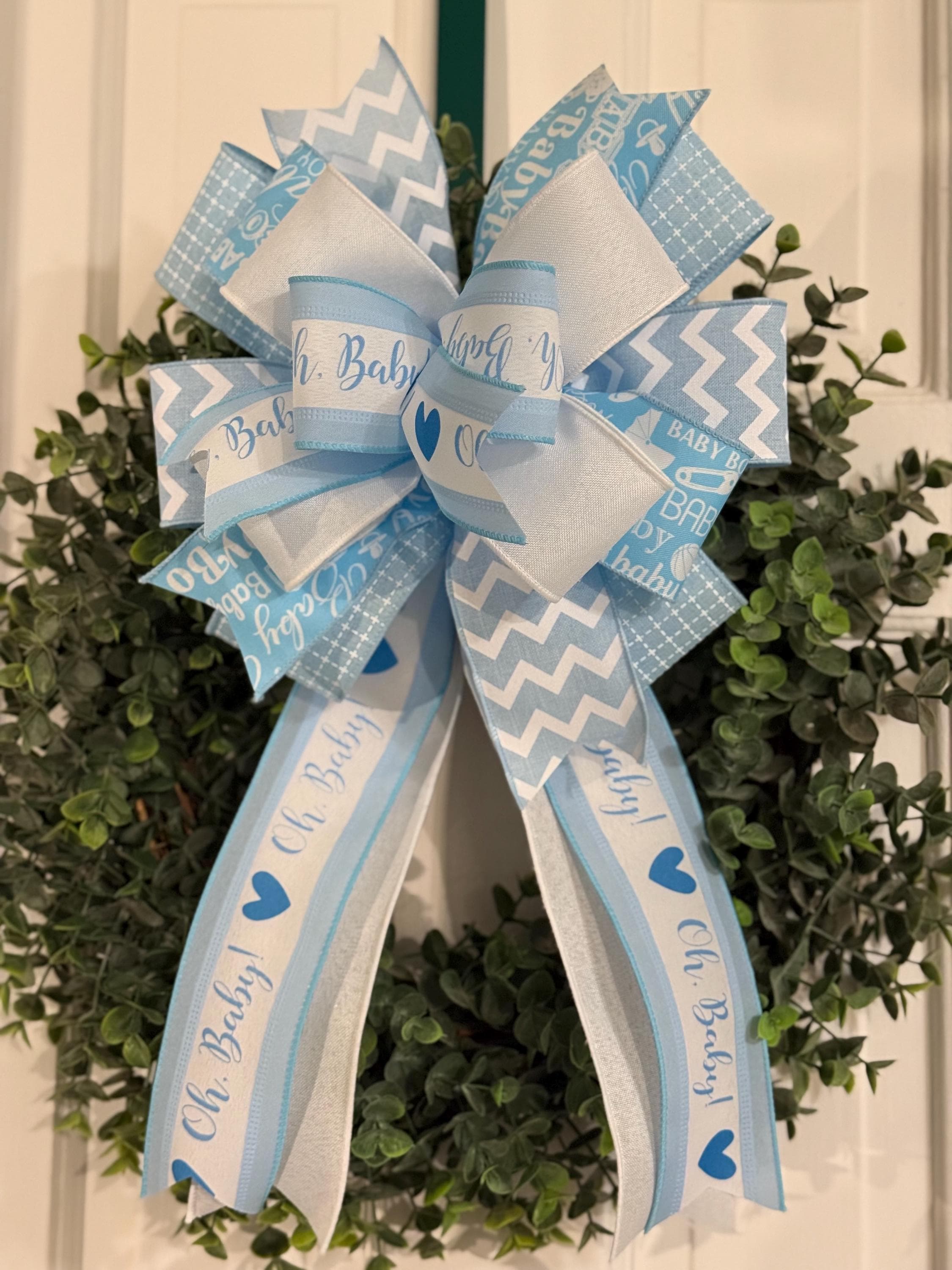 It’s A Boy Bow, Baby Shower Bow, Welcome Baby Bow, Oh Baby Bow, Wreath ...