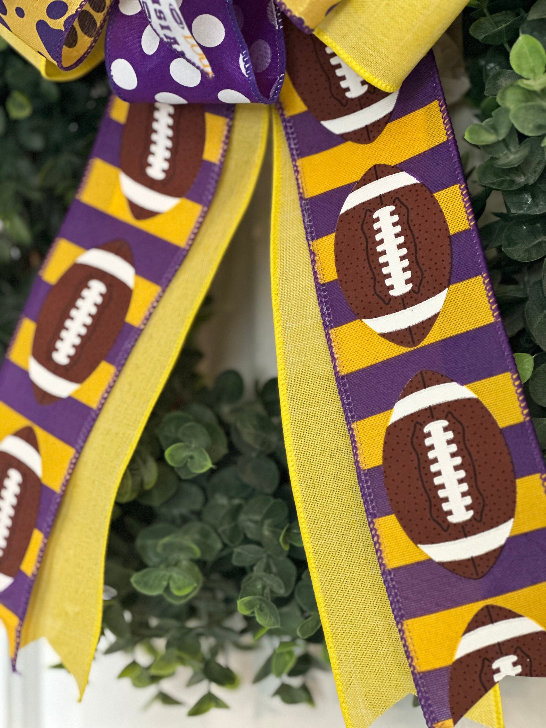 Handmade LSU Football Bow, Purple & Yellow Ribbon, Wreath Decor - Etsy
