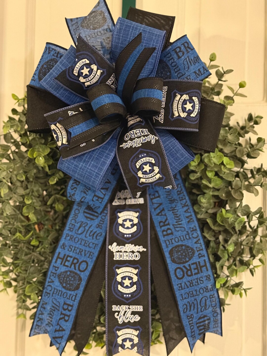 Back the Blue Bow, Police Bow, Police Support Bow, Black & Blue Bow ...