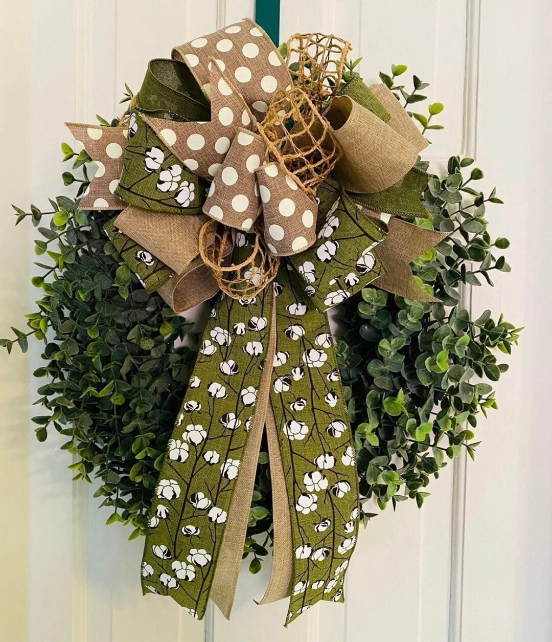 Farmhouse Style Bow, Cotton Style, Welcome Bow, Bow Wreath - Etsy